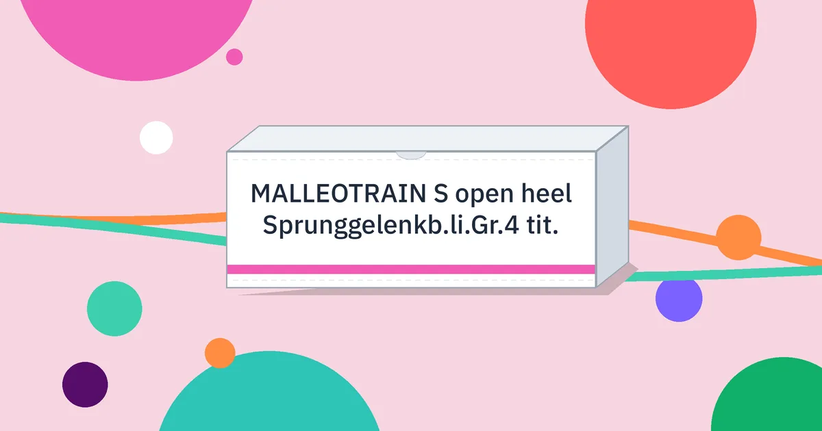 Symbolbild: Packung mit der Aufschrift MALLEOTRAIN S open heel Sprunggelenkb.li.Gr.4 tit. (PZN 10220984) – Verfügbarkeit und Bezug in Apotheken in Frankfurt am Main
