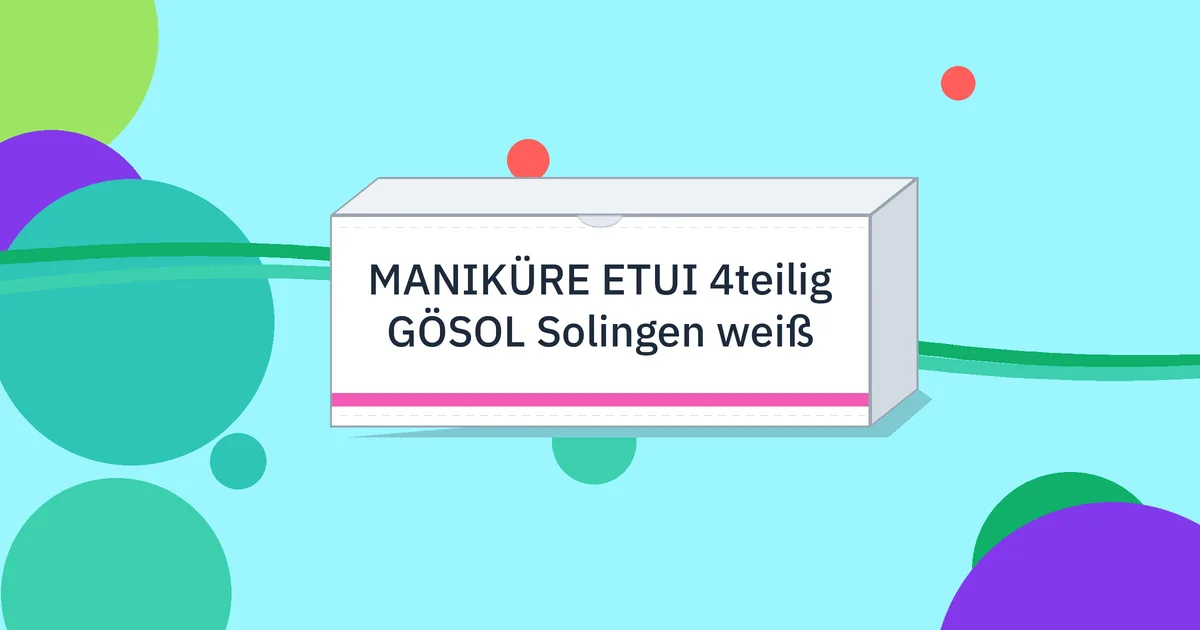 Symbolbild: Packung mit der Aufschrift MANIKÜRE ETUI 4teilig GÖSOL Solingen weiß (PZN 10350729) – Verfügbarkeit und Bezug in Apotheken in Frankfurt am Main