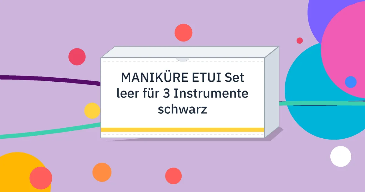 Symbolbild: Packung mit der Aufschrift MANIKÜRE ETUI Set leer für 3 Instrumente schwarz (PZN 18447747) – Verfügbarkeit und Bezug in Apotheken in Frankfurt am Main