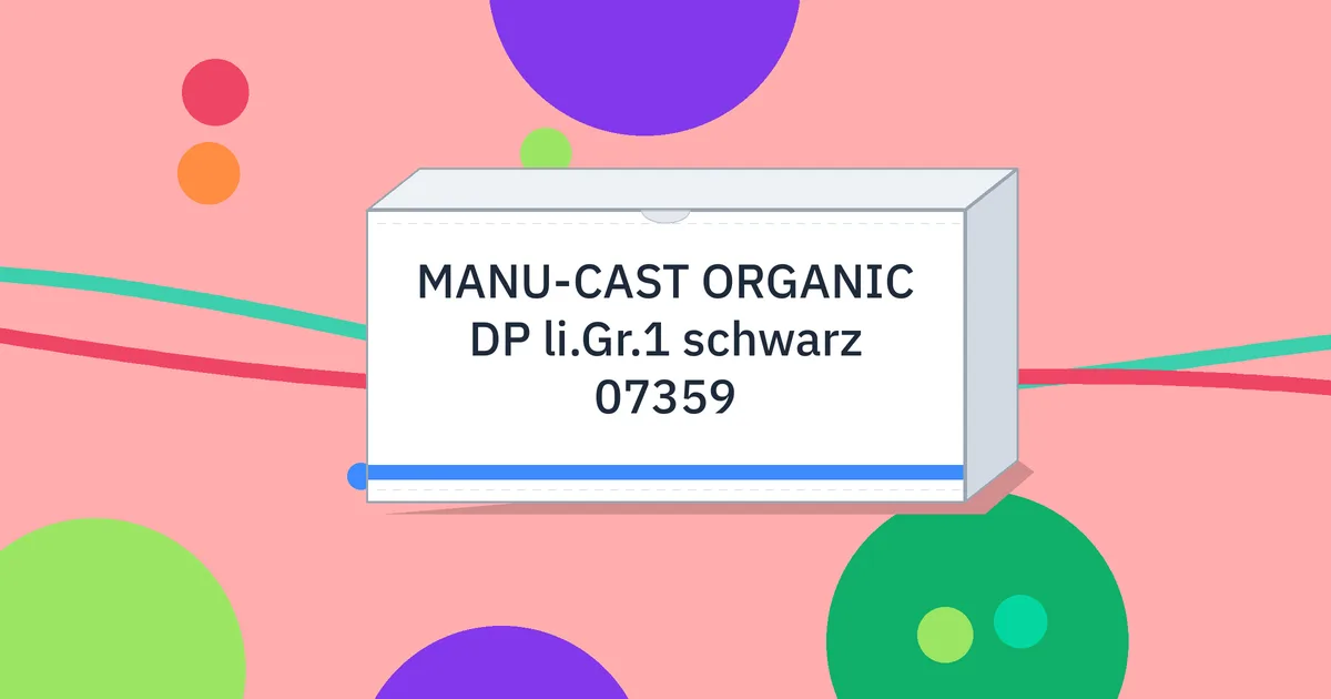 Symbolbild: Packung mit der Aufschrift MANU-CAST ORGANIC DP li.Gr.1 schwarz 07359 (PZN 17890044) – Verfügbarkeit und Bezug in Apotheken in Frankfurt am Main