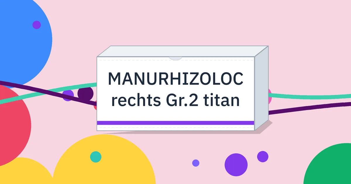 Symbolbild: Packung mit der Aufschrift MANURHIZOLOC rechts Gr.2 titan (PZN 08846989) – Verfügbarkeit und Bezug in Apotheken in Frankfurt am Main