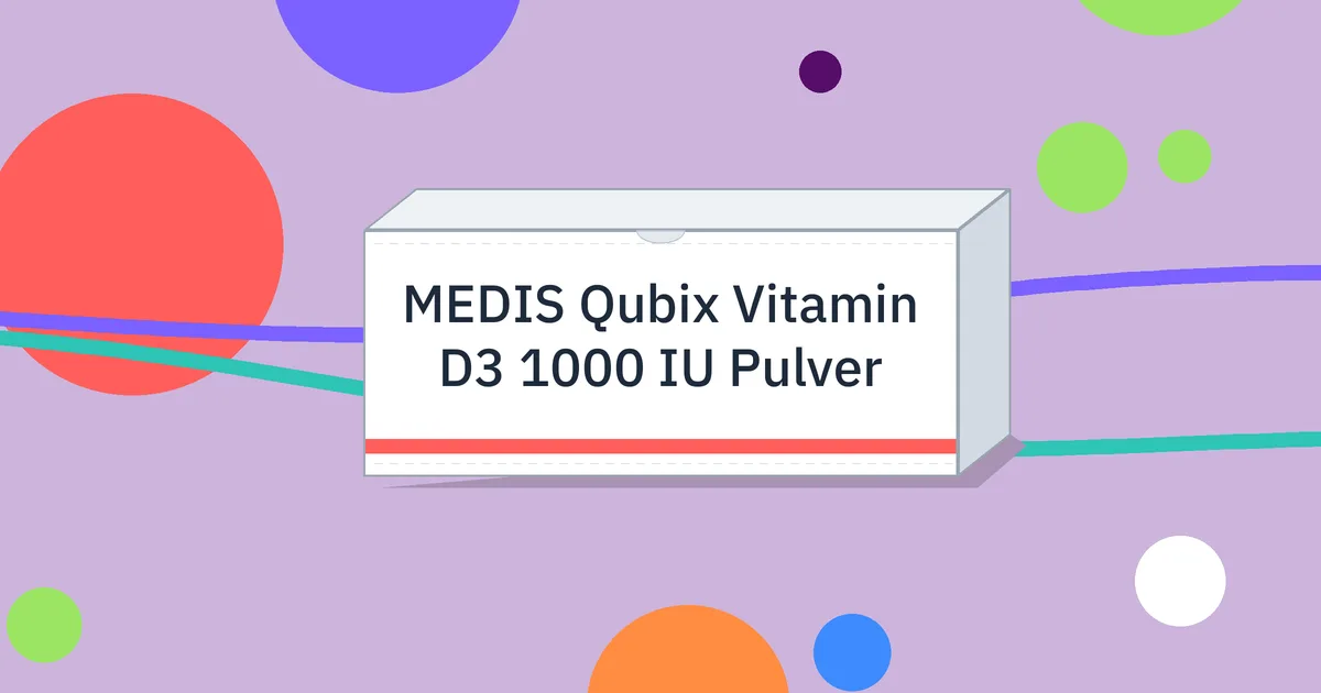 Symbolbild: Packung mit der Aufschrift MEDIS Qubix Vitamin D3 1000 IU Pulver (PZN 19557981) – Verfügbarkeit und Bezug in Apotheken in Frankfurt am Main