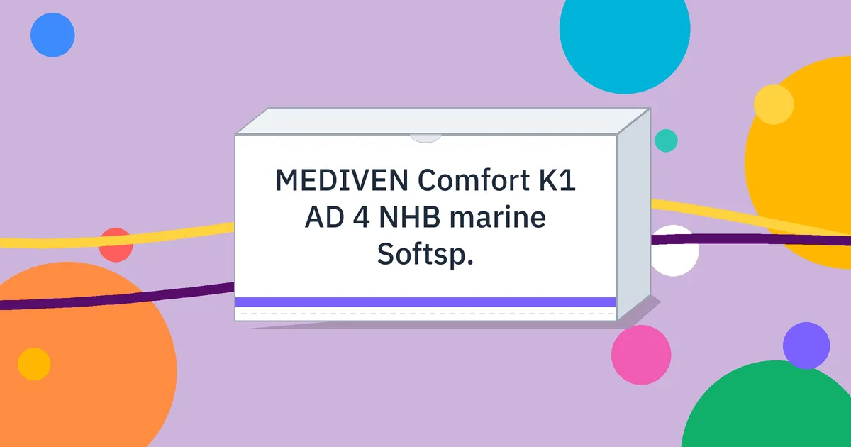 Symbolbild: Packung mit der Aufschrift MEDIVEN Comfort K1 AD 4 NHB marine Softsp. (PZN 14561067) – Verfügbarkeit und Bezug in Apotheken in Frankfurt am Main