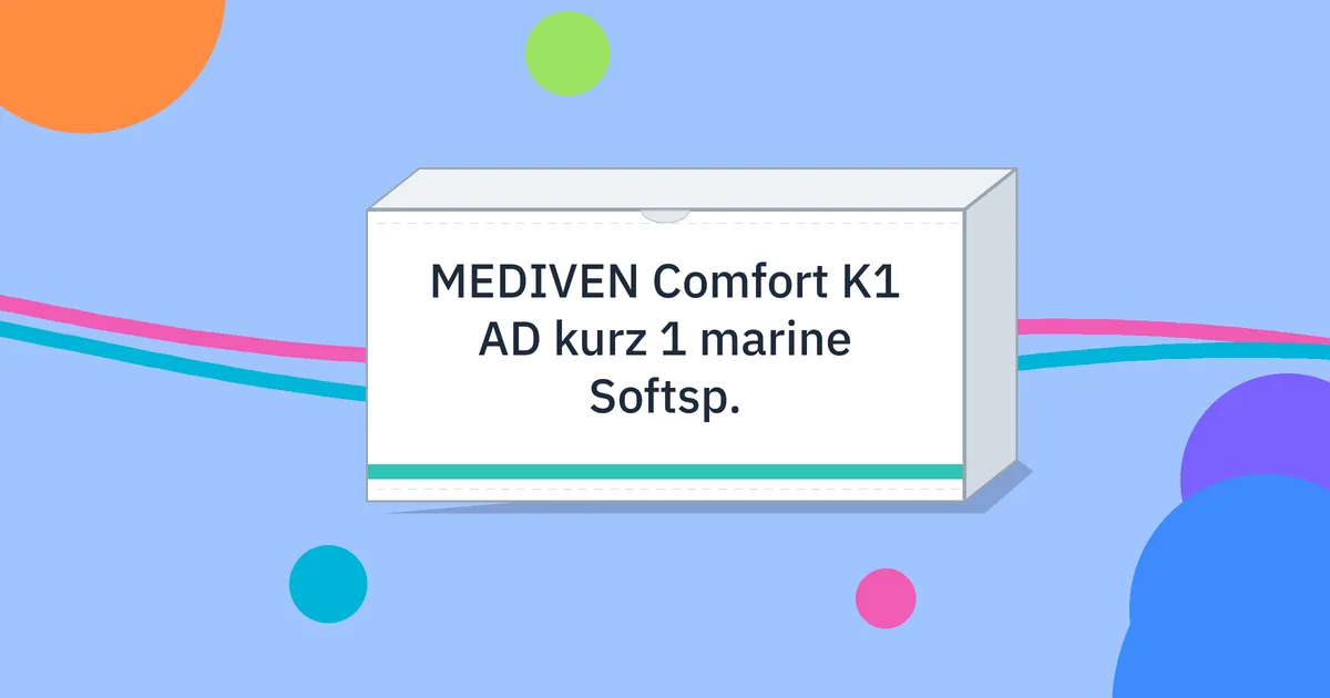 Symbolbild: Packung mit der Aufschrift MEDIVEN Comfort K1 AD kurz 1 marine Softsp. (PZN 14563600) – Verfügbarkeit und Bezug in Apotheken in Frankfurt am Main