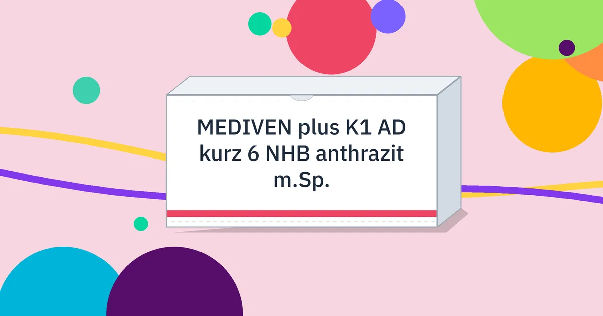 Symbolbild: Packung mit der Aufschrift MEDIVEN plus K1 AD kurz 6 NHB anthrazit m.Sp. (PZN 15897496) – Verfügbarkeit und Bezug in Apotheken in Frankfurt am Main