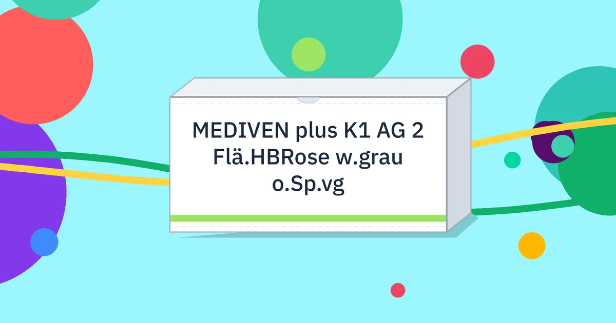 Symbolbild: Packung mit der Aufschrift MEDIVEN plus K1 AG 2 Flä.HBRose w.grau o.Sp.vg (PZN 18940028) – Verfügbarkeit und Bezug in Apotheken in Frankfurt am Main