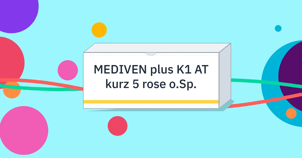 Symbolbild: Packung mit der Aufschrift MEDIVEN plus K1 AT kurz 5 rose o.Sp. (PZN 15026560) – Verfügbarkeit und Bezug in Apotheken in Frankfurt am Main