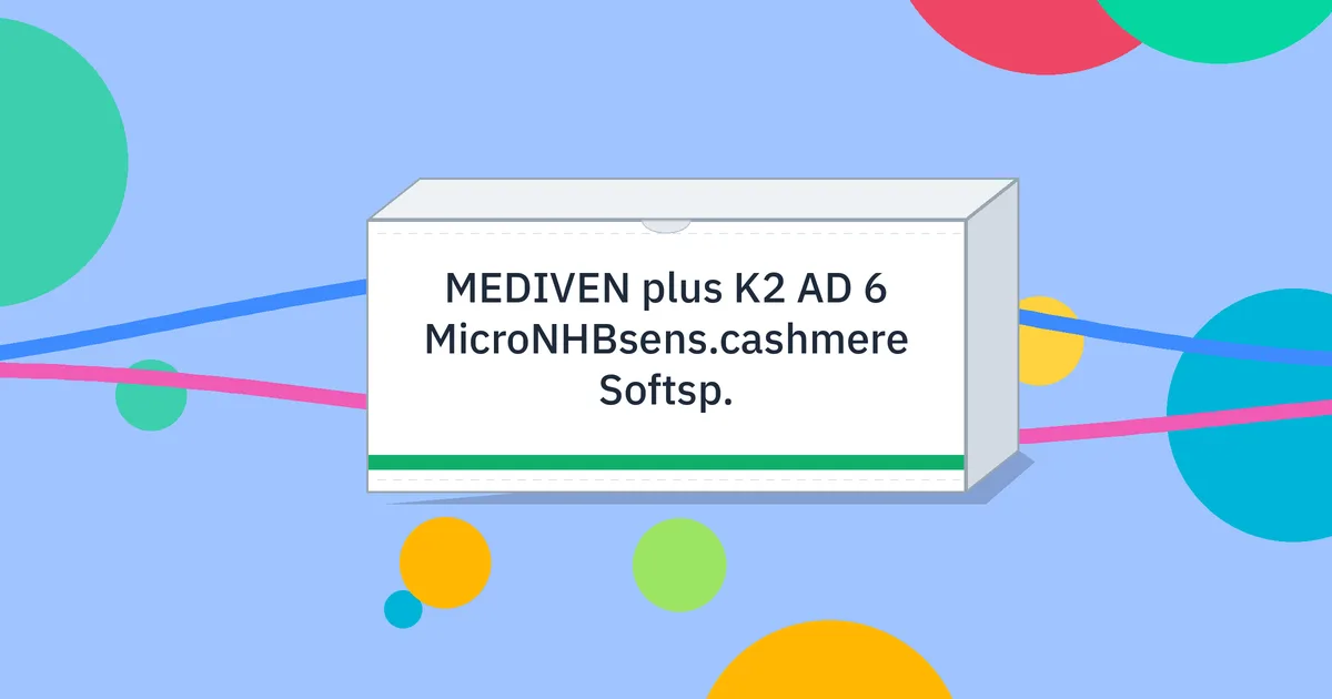 Symbolbild: Packung mit der Aufschrift MEDIVEN plus K2 AD 6 MicroNHBsens.cashmere Softsp. (PZN 15932494) – Verfügbarkeit und Bezug in Apotheken in Frankfurt am Main