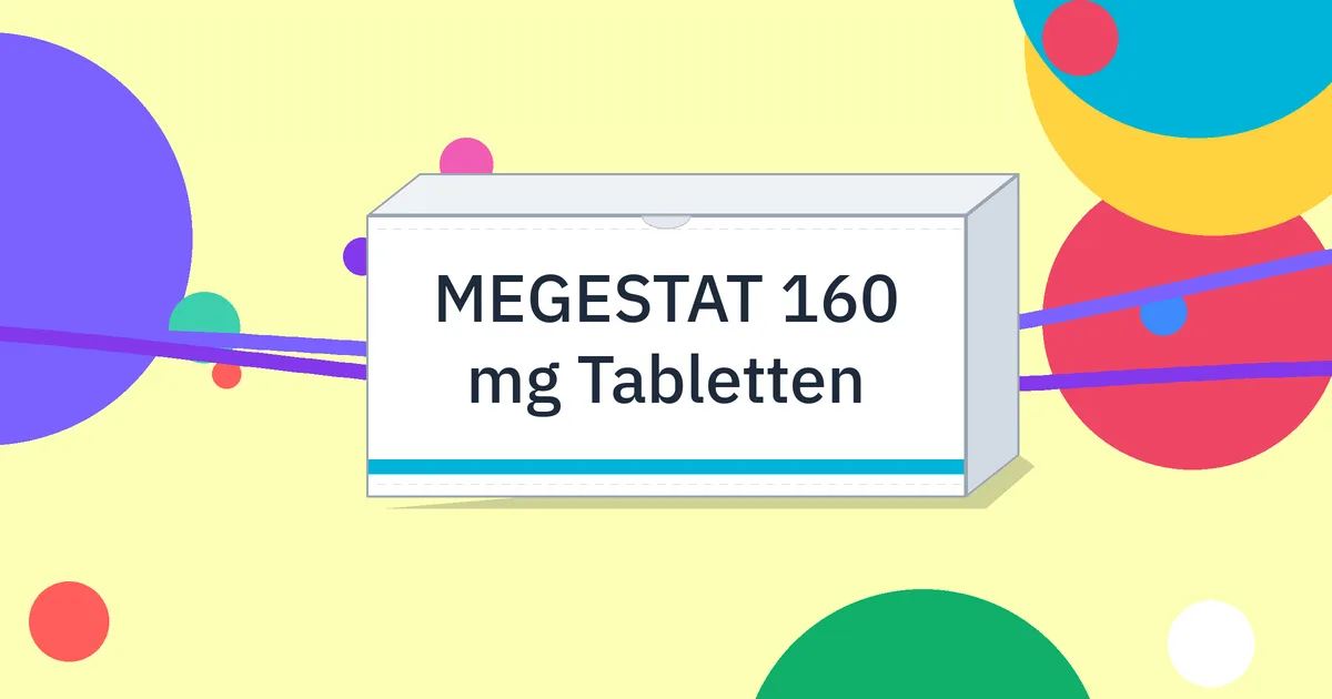 Symbolbild: Packung mit der Aufschrift MEGESTAT 160 mg Tabletten (PZN 19075437) – Verfügbarkeit und Bezug in Apotheken in Frankfurt am Main