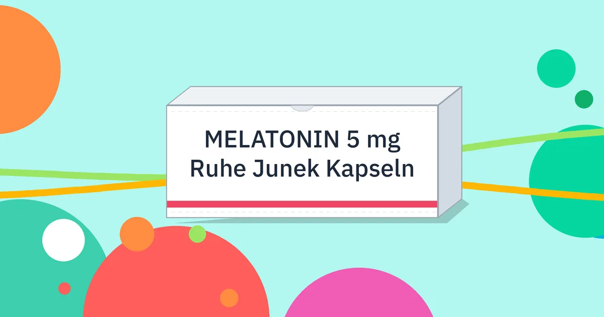 Symbolbild: Packung mit der Aufschrift MELATONIN 5 mg Ruhe Junek Kapseln (PZN 17900541) – Verfügbarkeit und Bezug in Apotheken in Frankfurt am Main