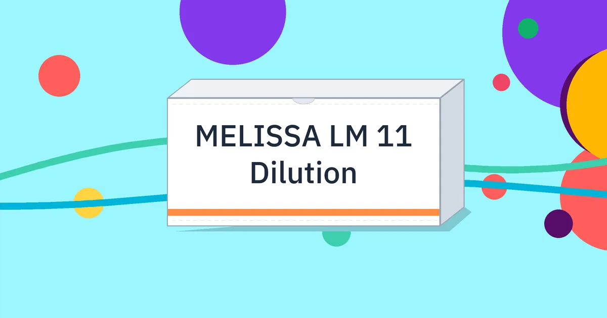 Symbolbild: Packung mit der Aufschrift MELISSA LM 11 Dilution (PZN 12947377) – Verfügbarkeit und Bezug in Apotheken in Frankfurt am Main