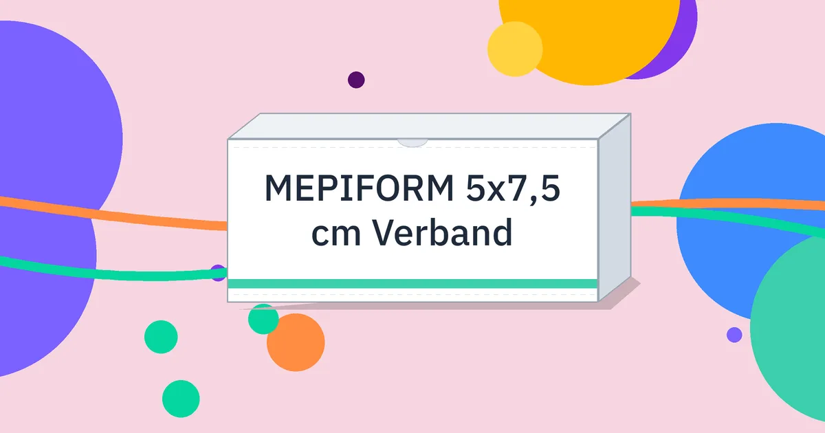 Symbolbild: Packung mit der Aufschrift MEPIFORM 5x7,5 cm Verband (PZN 17605776) – Verfügbarkeit und Bezug in Apotheken in Frankfurt am Main