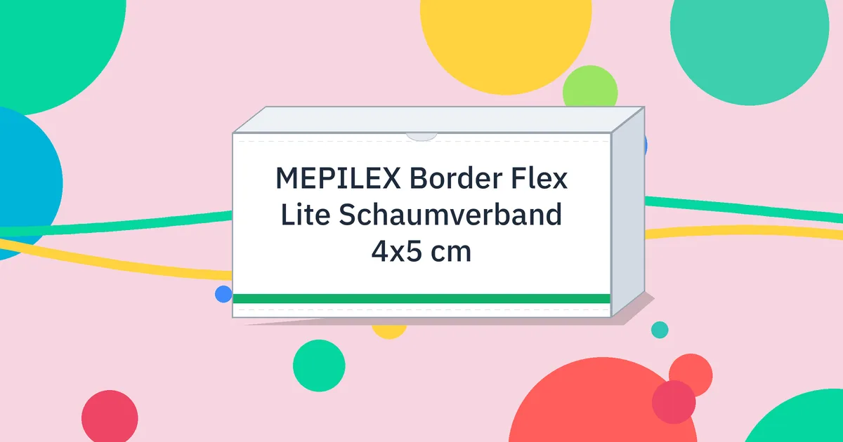 Symbolbild: Packung mit der Aufschrift MEPILEX Border Flex Lite Schaumverband 4x5 cm (PZN 17755518) – Verfügbarkeit und Bezug in Apotheken in Frankfurt am Main