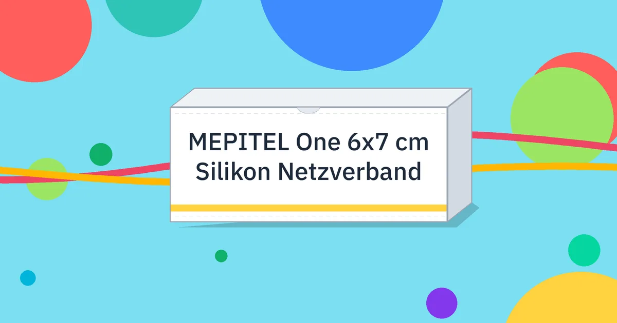 Symbolbild: Packung mit der Aufschrift MEPITEL One 6x7 cm Silikon Netzverband (PZN 17578329) – Verfügbarkeit und Bezug in Apotheken in Frankfurt am Main