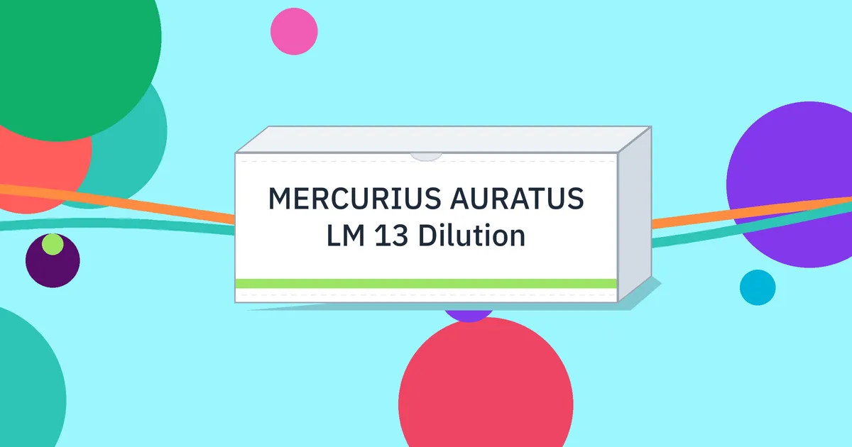 Symbolbild: Packung mit der Aufschrift MERCURIUS AURATUS LM 13 Dilution (PZN 12948224) – Verfügbarkeit und Bezug in Apotheken in Frankfurt am Main