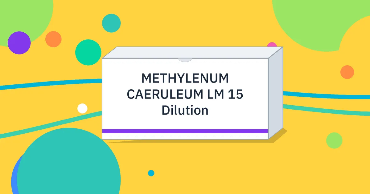 Symbolbild: Packung mit der Aufschrift METHYLENUM CAERULEUM LM 15 Dilution (PZN 13607063) – Verfügbarkeit und Bezug in Apotheken in Frankfurt am Main