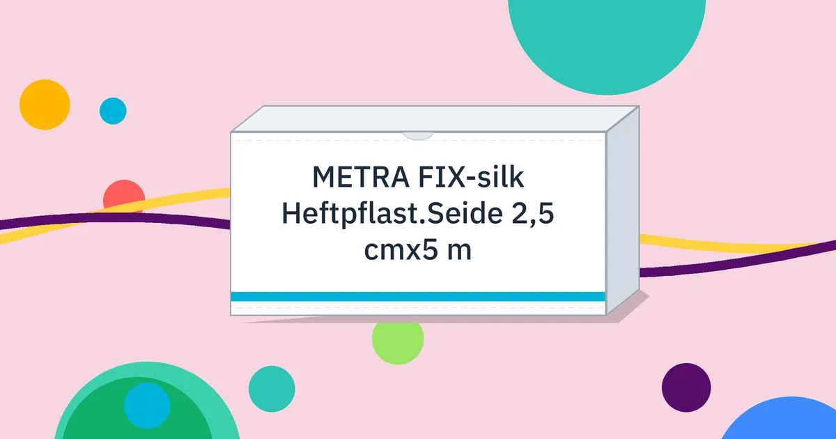 Symbolbild: Packung mit der Aufschrift METRA FIX-silk Heftpflast.Seide 2,5 cmx5 m (PZN 07771781) – Verfügbarkeit und Bezug in Apotheken in Frankfurt am Main