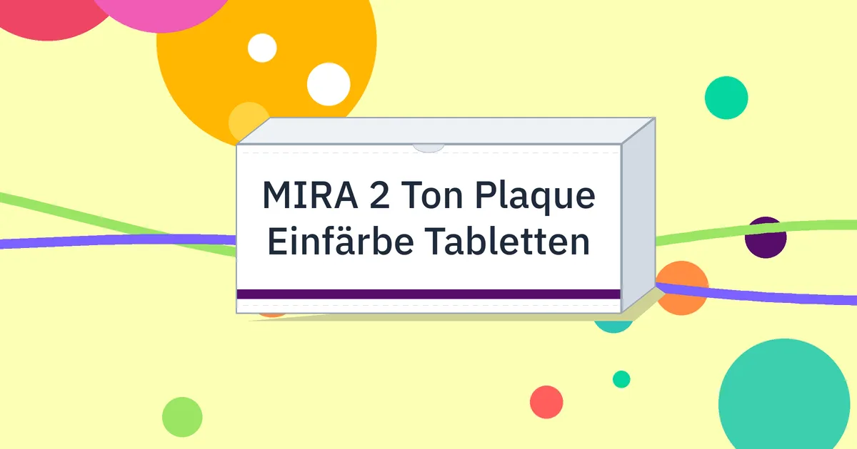 Symbolbild: Packung mit der Aufschrift MIRA 2 Ton Plaque Einfärbe Tabletten (PZN 04005247) – Verfügbarkeit und Bezug in Apotheken in Frankfurt am Main