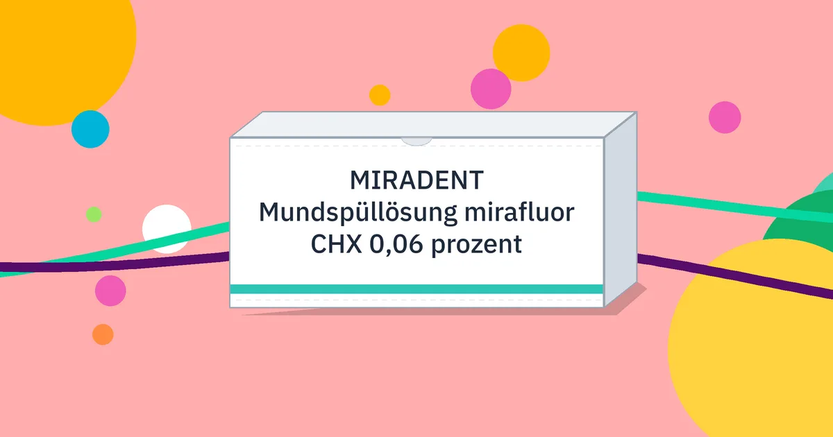 Symbolbild: Packung mit der Aufschrift MIRADENT Mundspüllösung mirafluor CHX 0,06 prozent (PZN 04446833) – Verfügbarkeit und Bezug in Apotheken in Frankfurt am Main