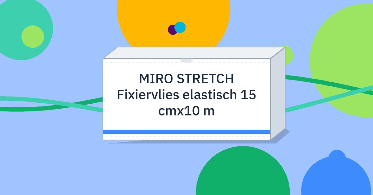 Symbolbild: Packung mit der Aufschrift MIRO STRETCH Fixiervlies elastisch 15 cmx10 m (PZN 06853755) – Verfügbarkeit und Bezug in Apotheken in Frankfurt am Main