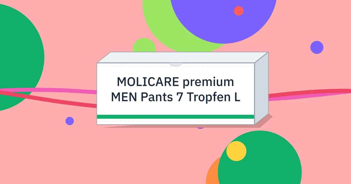 Symbolbild: Packung mit der Aufschrift MOLICARE premium MEN Pants 7 Tropfen L (PZN 18300748) – Verfügbarkeit und Bezug in Apotheken in Frankfurt am Main