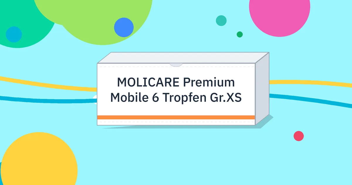Symbolbild: Packung mit der Aufschrift MOLICARE Premium Mobile 6 Tropfen Gr.XS (PZN 13506468) – Verfügbarkeit und Bezug in Apotheken in Frankfurt am Main