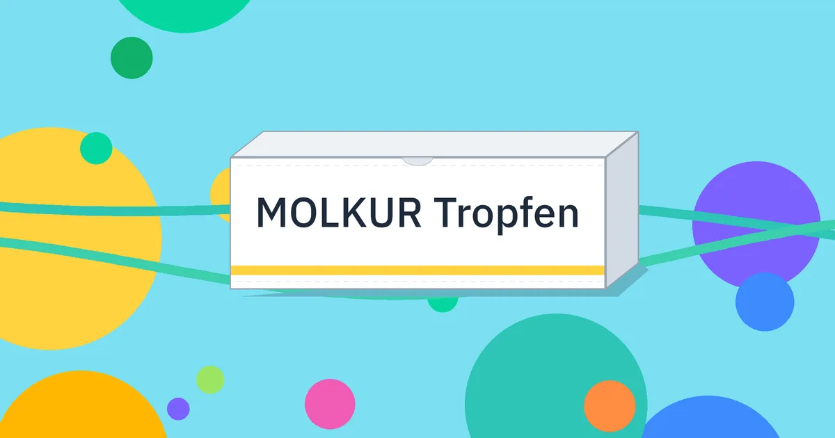 Symbolbild: Packung mit der Aufschrift MOLKUR Tropfen (PZN 00683648) – Verfügbarkeit und Bezug in Apotheken in Frankfurt am Main