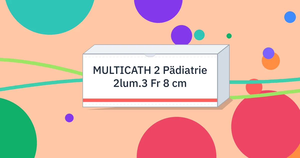 Symbolbild: Packung mit der Aufschrift MULTICATH 2 Pädiatrie 2lum.3 Fr 8 cm (PZN 07131774) – Verfügbarkeit und Bezug in Apotheken in Frankfurt am Main