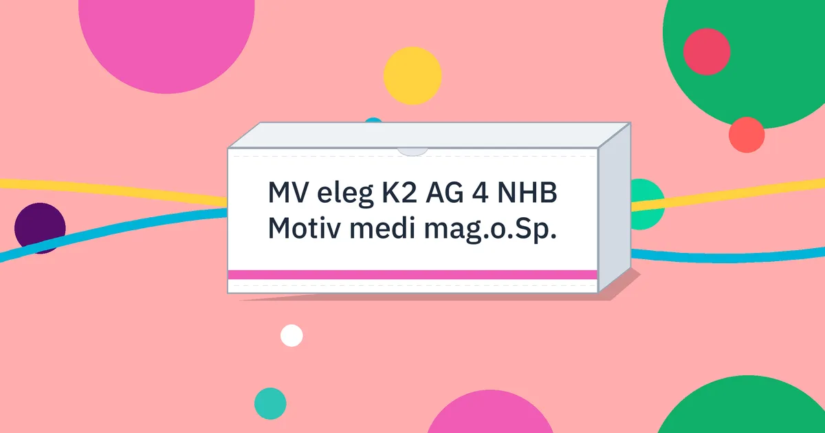 Symbolbild: Packung mit der Aufschrift MV eleg K2 AG 4 NHB Motiv medi mag.o.Sp. (PZN 15722101) – Verfügbarkeit und Bezug in Apotheken in Frankfurt am Main