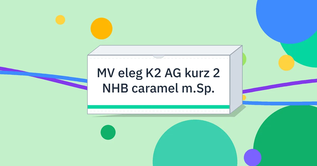 Symbolbild: Packung mit der Aufschrift MV eleg K2 AG kurz 2 NHB caramel m.Sp. (PZN 15716945) – Verfügbarkeit und Bezug in Apotheken in Frankfurt am Main