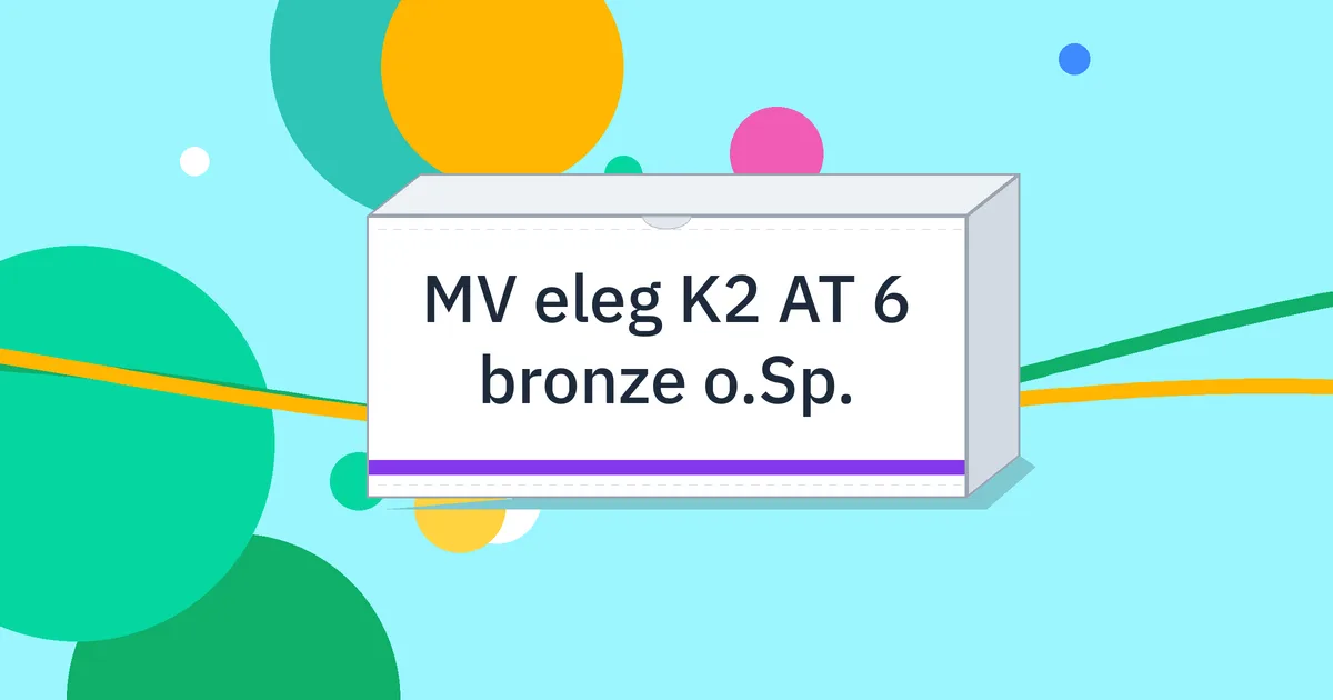 Symbolbild: Packung mit der Aufschrift MV eleg K2 AT 6 bronze o.Sp. (PZN 15284687) – Verfügbarkeit und Bezug in Apotheken in Frankfurt am Main
