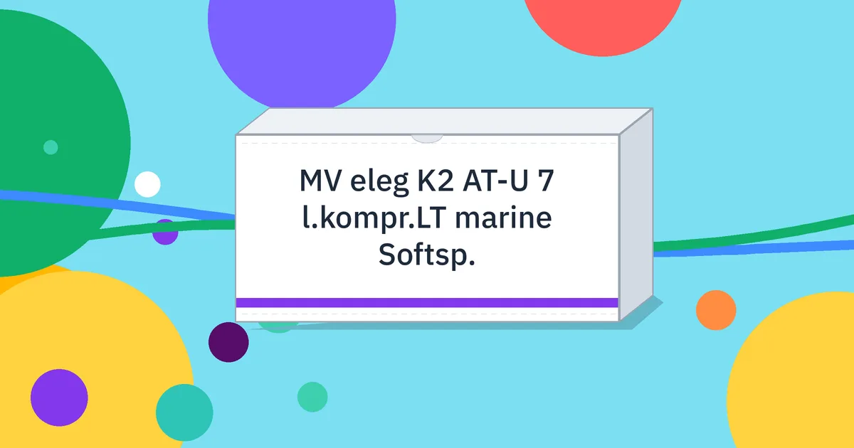 Symbolbild: Packung mit der Aufschrift MV eleg K2 AT-U 7 l.kompr.LT marine Softsp. (PZN 15290162) – Verfügbarkeit und Bezug in Apotheken in Frankfurt am Main