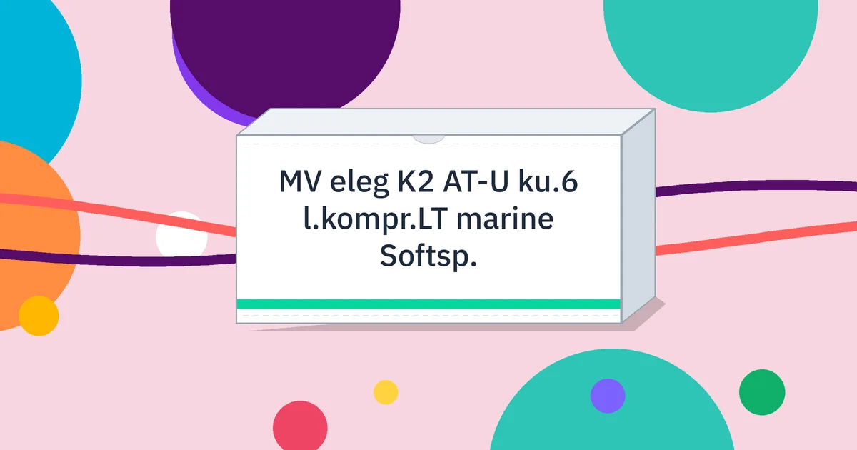 Symbolbild: Packung mit der Aufschrift MV eleg K2 AT-U ku.6 l.kompr.LT marine Softsp. (PZN 14597450) – Verfügbarkeit und Bezug in Apotheken in Frankfurt am Main
