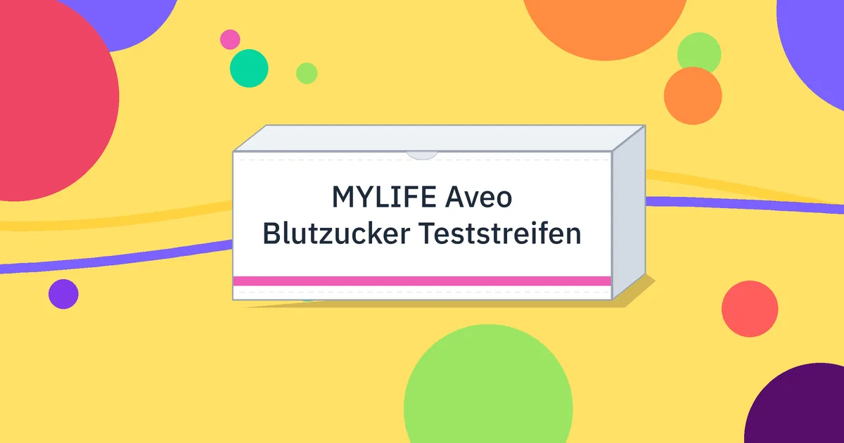Symbolbild: Packung mit der Aufschrift MYLIFE Aveo Blutzucker Teststreifen (PZN 20844993) – Verfügbarkeit und Bezug in Apotheken in Frankfurt am Main