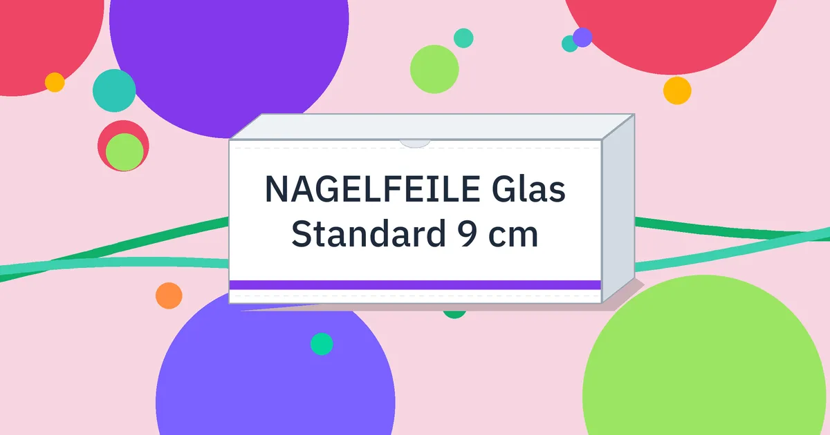 Symbolbild: Packung mit der Aufschrift NAGELFEILE Glas Standard 9 cm (PZN 11024044) – Verfügbarkeit und Bezug in Apotheken in Frankfurt am Main