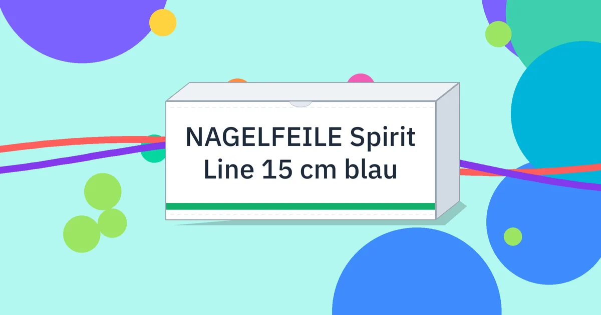 Symbolbild: Packung mit der Aufschrift NAGELFEILE Spirit Line 15 cm blau (PZN 01507066) – Verfügbarkeit und Bezug in Apotheken in Frankfurt am Main