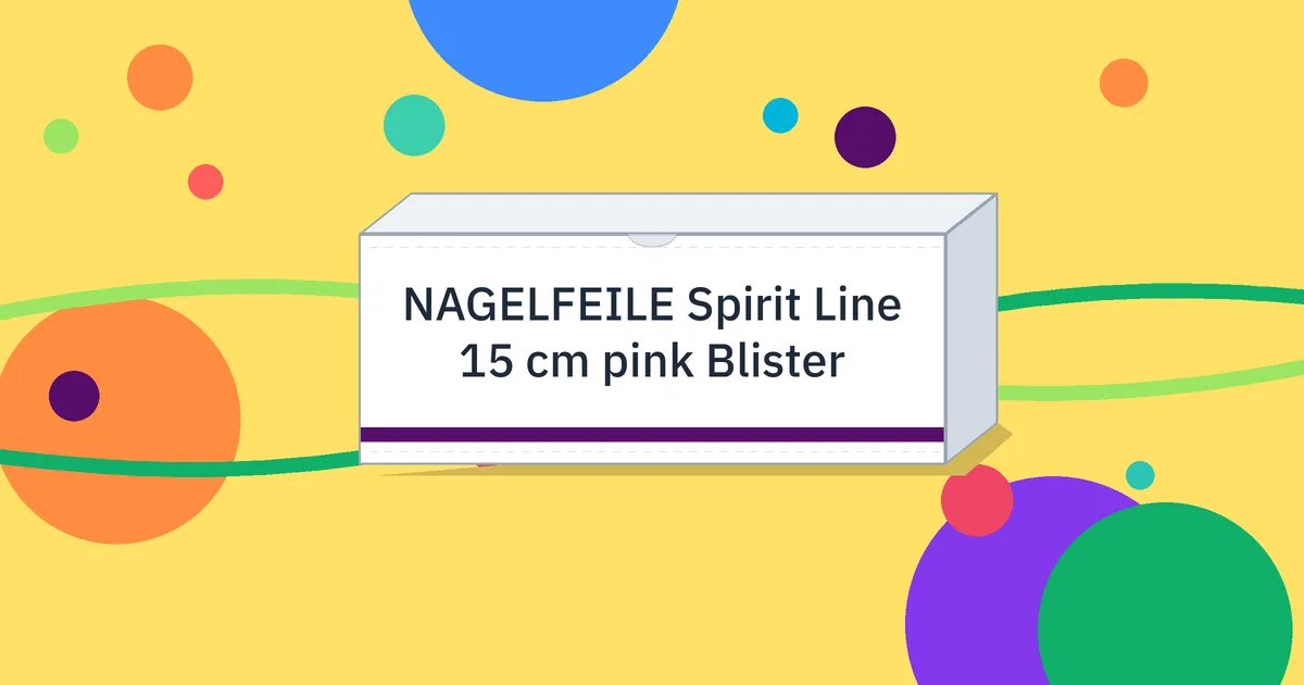 Symbolbild: Packung mit der Aufschrift NAGELFEILE Spirit Line 15 cm pink Blister (PZN 01580643) – Verfügbarkeit und Bezug in Apotheken in Frankfurt am Main