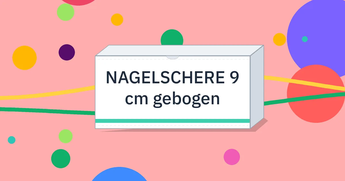 Symbolbild: Packung mit der Aufschrift NAGELSCHERE 9 cm gebogen (PZN 04756315) – Verfügbarkeit und Bezug in Apotheken in Frankfurt am Main