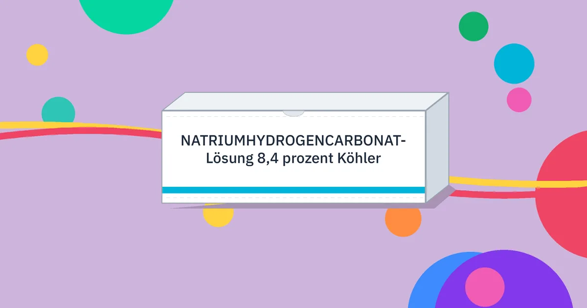 Symbolbild: Packung mit der Aufschrift NATRIUMHYDROGENCARBONAT-Lösung 8,4 prozent Köhler (PZN 02782828) – Verfügbarkeit und Bezug in Apotheken in Frankfurt am Main