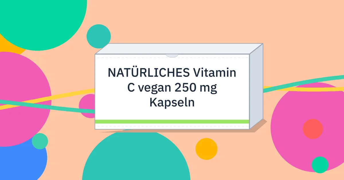 Symbolbild: Packung mit der Aufschrift NATÜRLICHES Vitamin C vegan 250 mg Kapseln (PZN 18362100) – Verfügbarkeit und Bezug in Apotheken in Frankfurt am Main