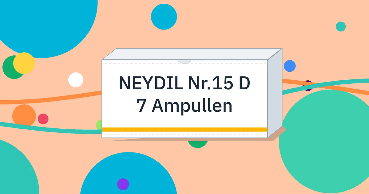 Symbolbild: Packung mit der Aufschrift NEYDIL Nr.15 D 7 Ampullen (PZN 06486541) – Verfügbarkeit und Bezug in Apotheken in Frankfurt am Main