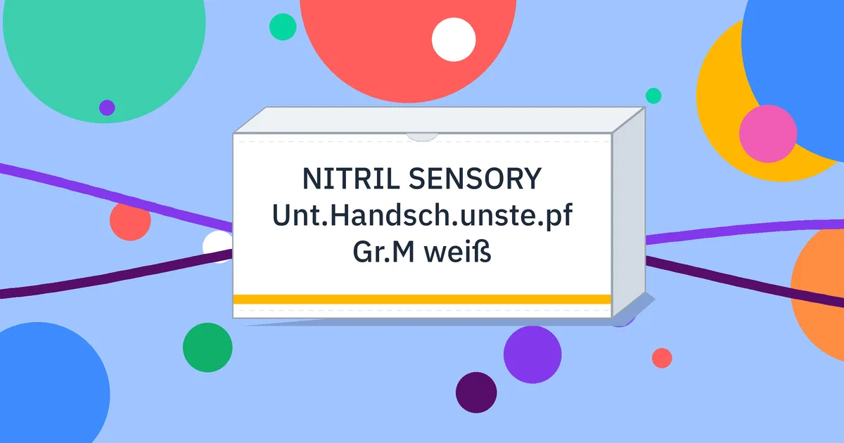 Symbolbild: Packung mit der Aufschrift NITRIL SENSORY Unt.Handsch.unste.pf Gr.M weiß (PZN 14272274) – Verfügbarkeit und Bezug in Apotheken in Frankfurt am Main