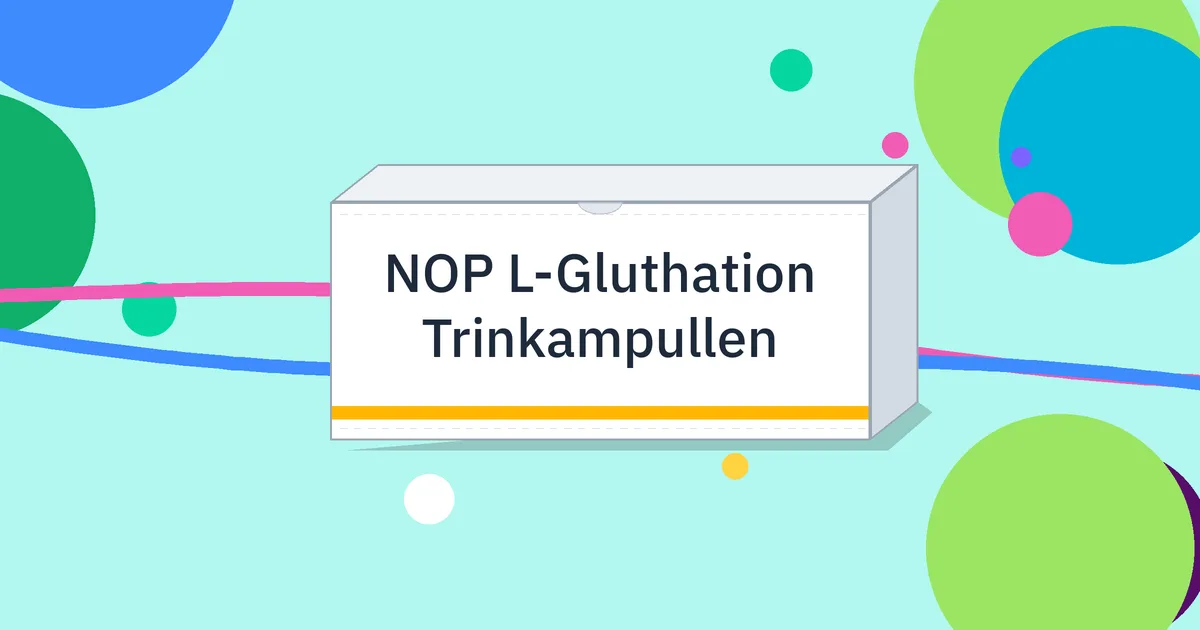 Symbolbild: Packung mit der Aufschrift NOP L-Gluthation Trinkampullen (PZN 20192243) – Verfügbarkeit und Bezug in Apotheken in Frankfurt am Main
