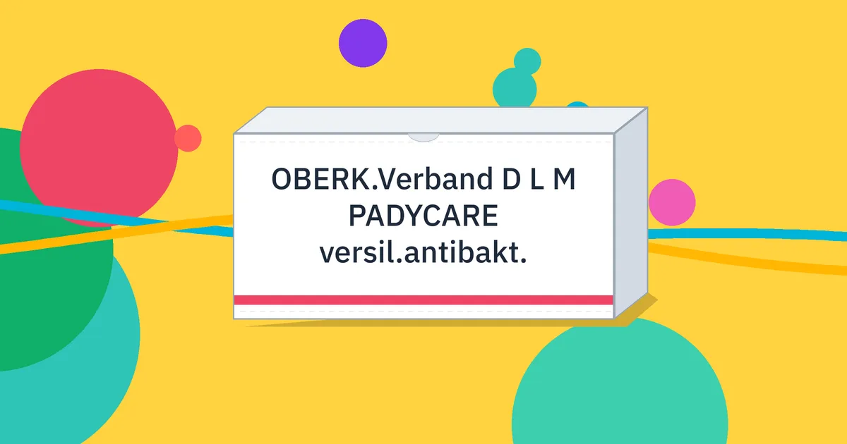 Symbolbild: Packung mit der Aufschrift OBERK.Verband D L M PADYCARE versil.antibakt. (PZN 10938919) – Verfügbarkeit und Bezug in Apotheken in Frankfurt am Main