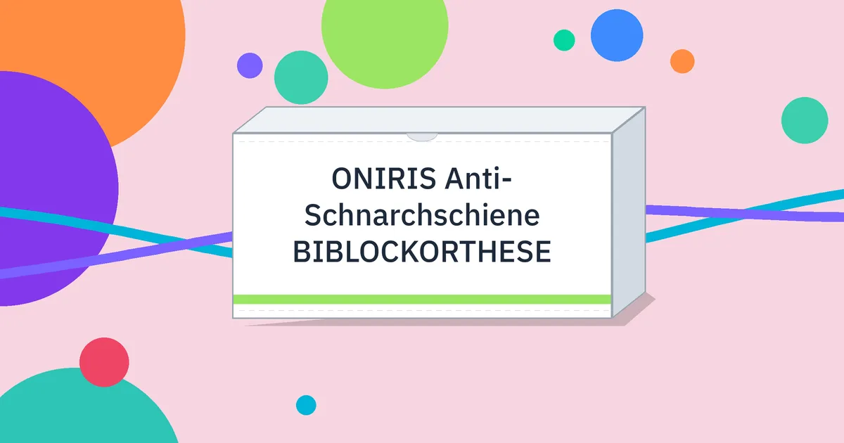 Symbolbild: Packung mit der Aufschrift ONIRIS Anti-Schnarchschiene BIBLOCKORTHESE (PZN 19294547) – Verfügbarkeit und Bezug in Apotheken in Frankfurt am Main