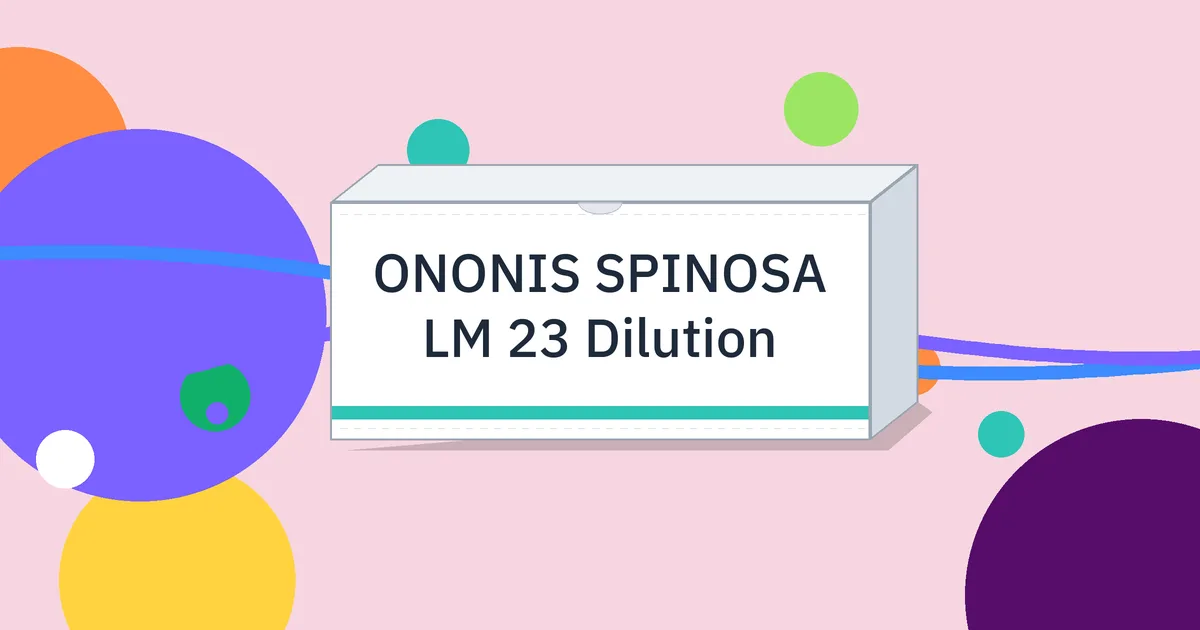 Symbolbild: Packung mit der Aufschrift ONONIS SPINOSA LM 23 Dilution (PZN 13625807) – Verfügbarkeit und Bezug in Apotheken in Frankfurt am Main
