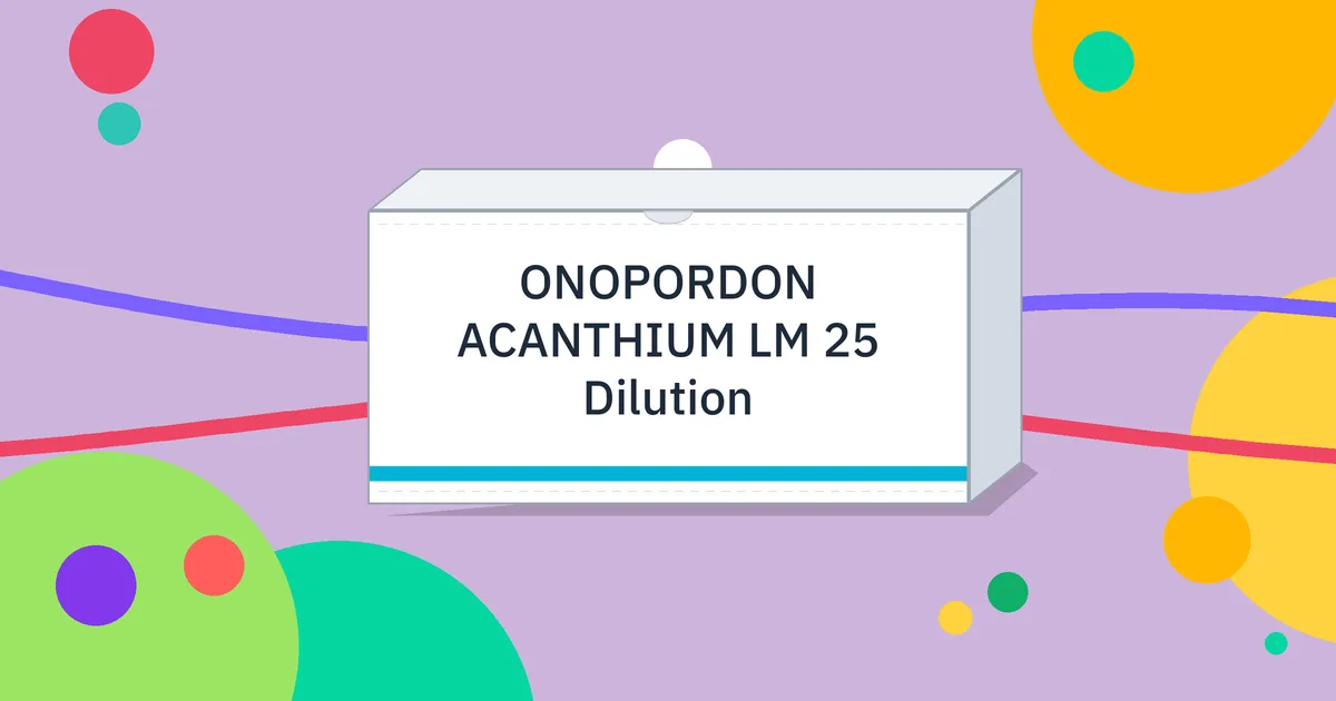 Symbolbild: Packung mit der Aufschrift ONOPORDON ACANTHIUM LM 25 Dilution (PZN 13626333) – Verfügbarkeit und Bezug in Apotheken in Frankfurt am Main