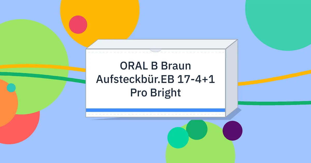 Symbolbild: Packung mit der Aufschrift ORAL B Braun Aufsteckbür.EB 17-4+1 Pro Bright (PZN 04231251) – Verfügbarkeit und Bezug in Apotheken in Frankfurt am Main