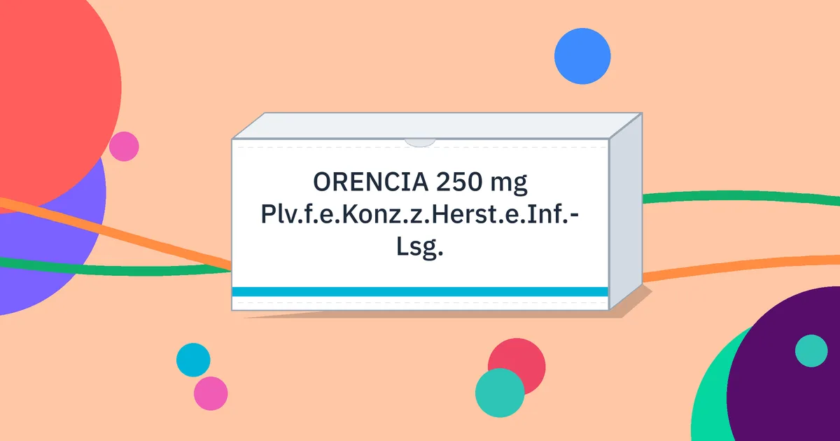 Symbolbild: Packung mit der Aufschrift ORENCIA 250 mg Plv.f.e.Konz.z.Herst.e.Inf.-Lsg. (PZN 10143717) – Verfügbarkeit und Bezug in Apotheken in Frankfurt am Main
