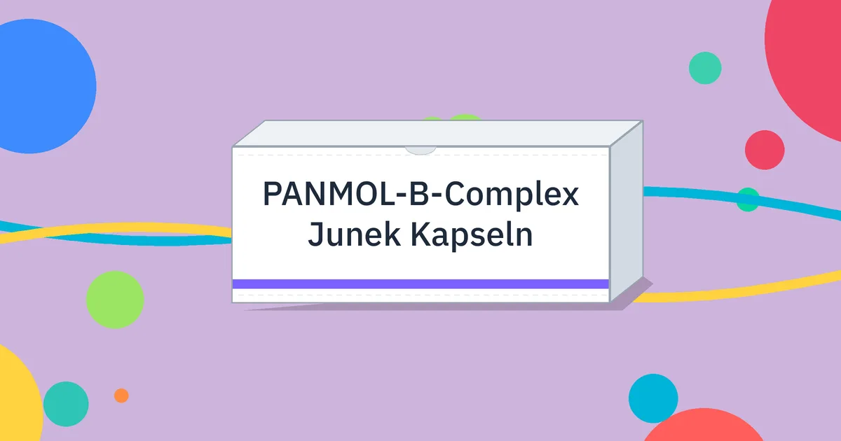 Symbolbild: Packung mit der Aufschrift PANMOL-B-Complex Junek Kapseln (PZN 00996577) – Verfügbarkeit und Bezug in Apotheken in Frankfurt am Main